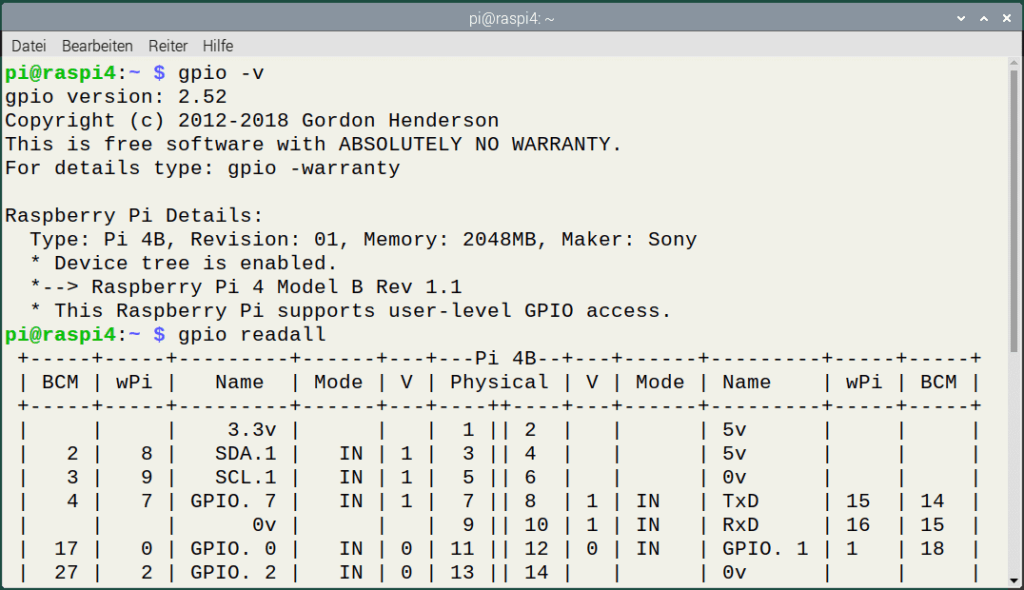 WiringPi und gpio readall | ChatGPT, KI und Software auf dem Raspberry Pi